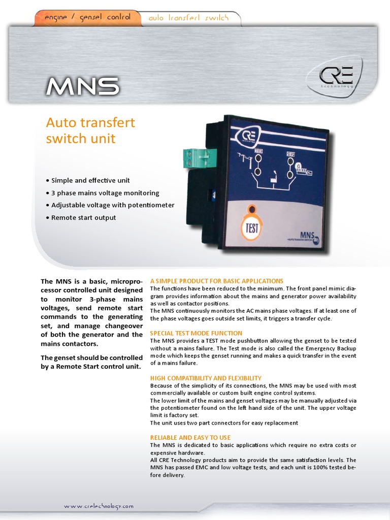 MNS MNS: Auto Transfert Switch Unit | PDF | Mains Electricity ...