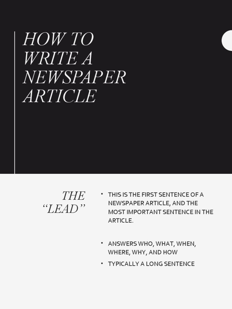How To Write A Newspaper Article | PDF