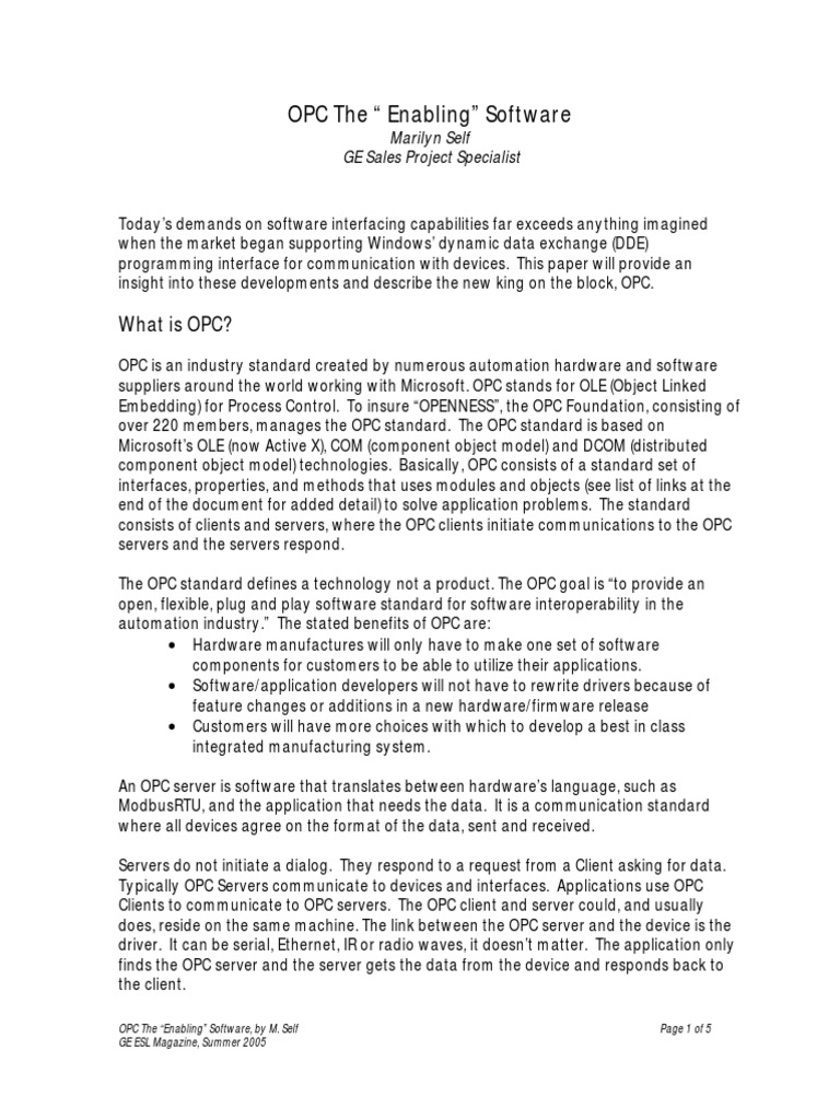 Fall05 OPC | Download Free PDF | Component Object Model | Device Driver