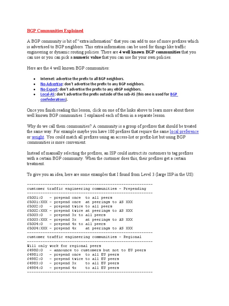16 - BGP Communities Explained | PDF | Router (Computing) | Network Architecture