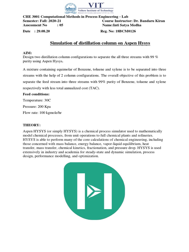Simulation of Distillation Column On Aspen Hysys | PDF | Distillation ...