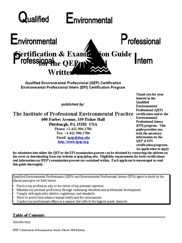 E Q E P I P: Nvironmental Ualified Nvironmental Rofessional Ntern ...