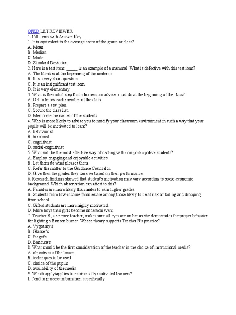 Profed Let Reviewer | PDF | Learning | Teachers