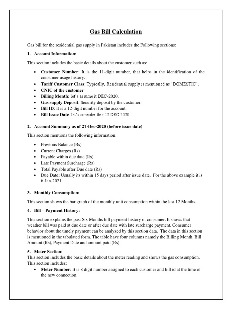 Gas Bill Calculation: 1. Account Information | PDF | Pressure | Metrology