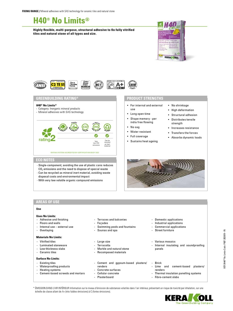 H40 No Limits in 2020 | PDF | Adhesive | Volatile Organic Compound