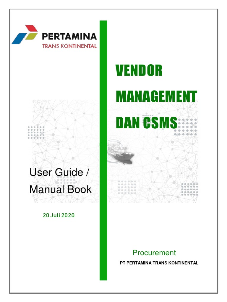 User Guide Vendor Management & CSMS (PIC VENDOR) | PDF