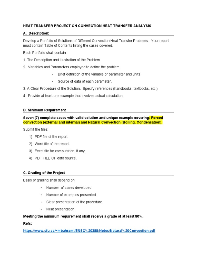 Heat Transfer Project On Convection Heat Transfer Analysis | PDF
