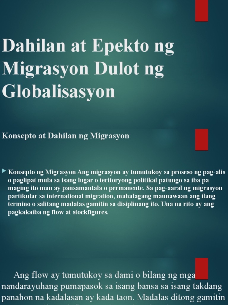 Dahilan at Epekto NG Migrasyon Dulot NG Globalisasyon | PDF