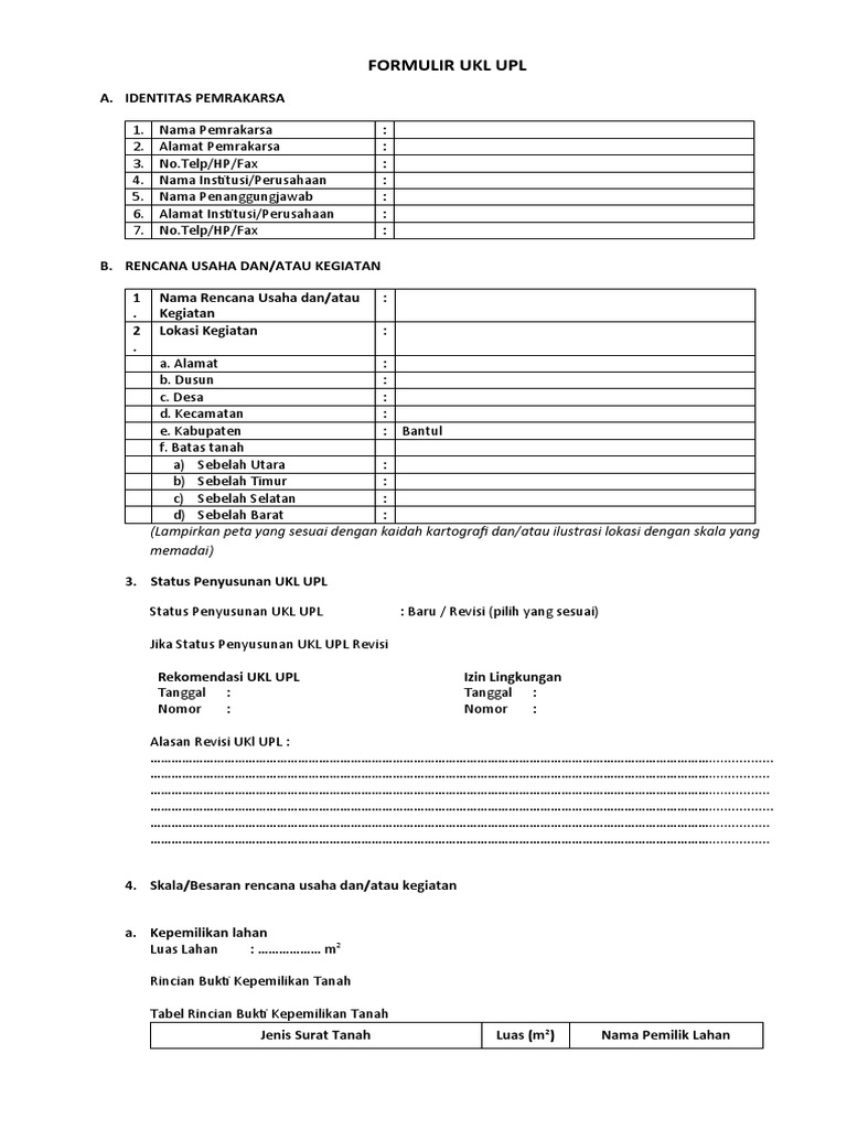FORMULIR UKL UPL SEKOLAH, KAMPUS, PONPES (Master) | PDF