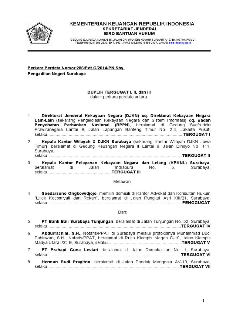 Duplik 286 Sby | PDF