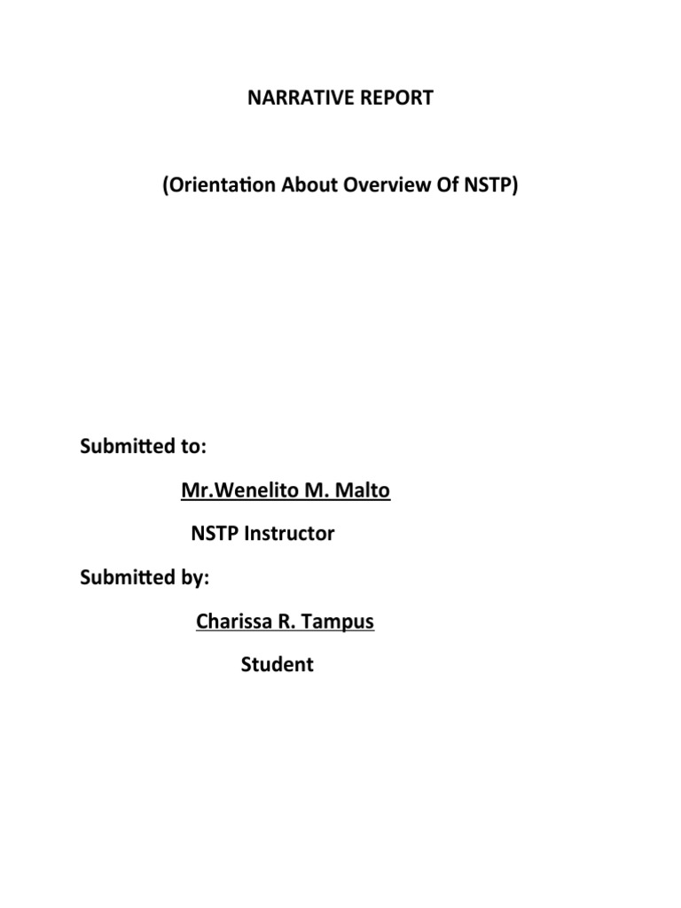 Narrative Report in NSTP | PDF