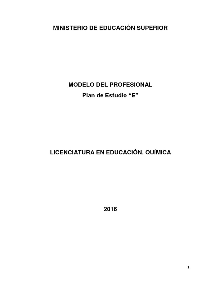 Plan De Estudio E Ed Química Dic 2016 Pdf Plan De Estudios