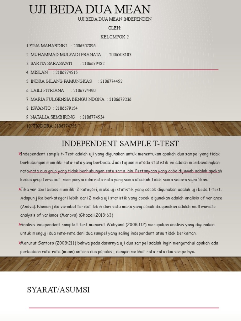 Uji Beda Dua Mean Independen | PDF