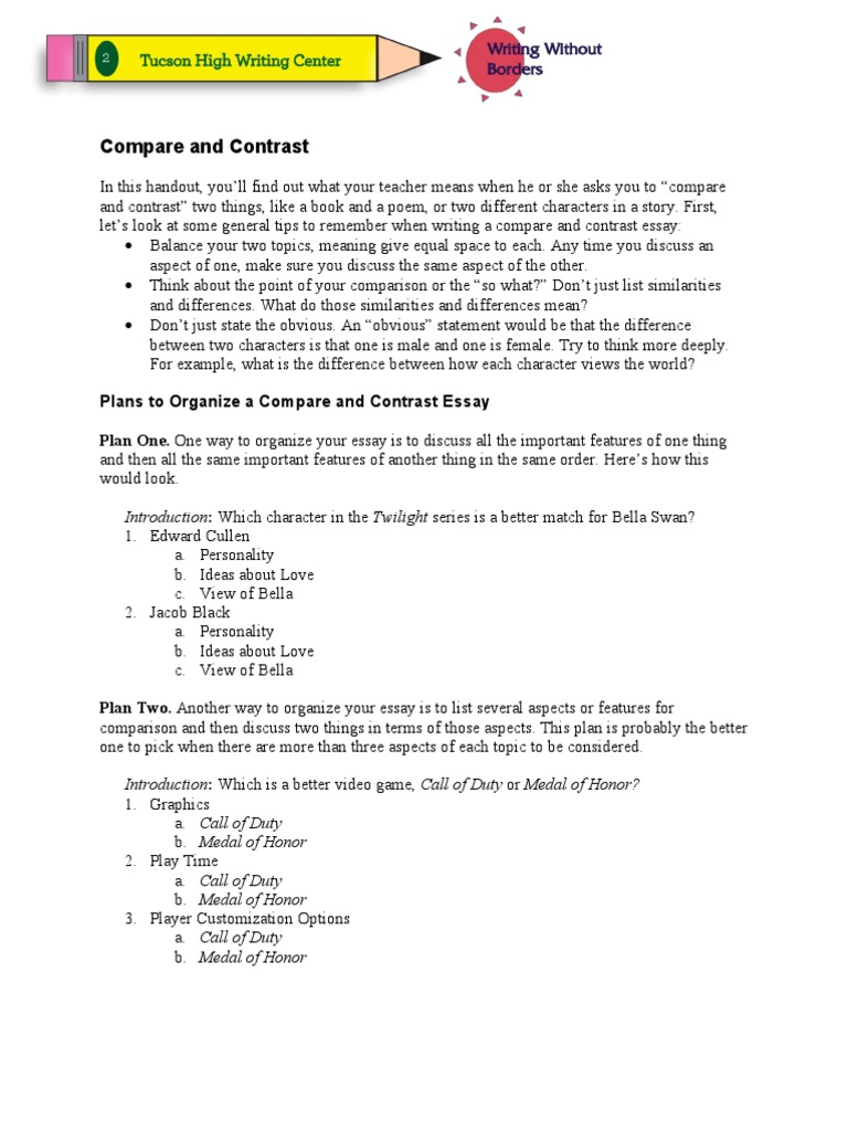 Compare and Contrast Handout | PDF