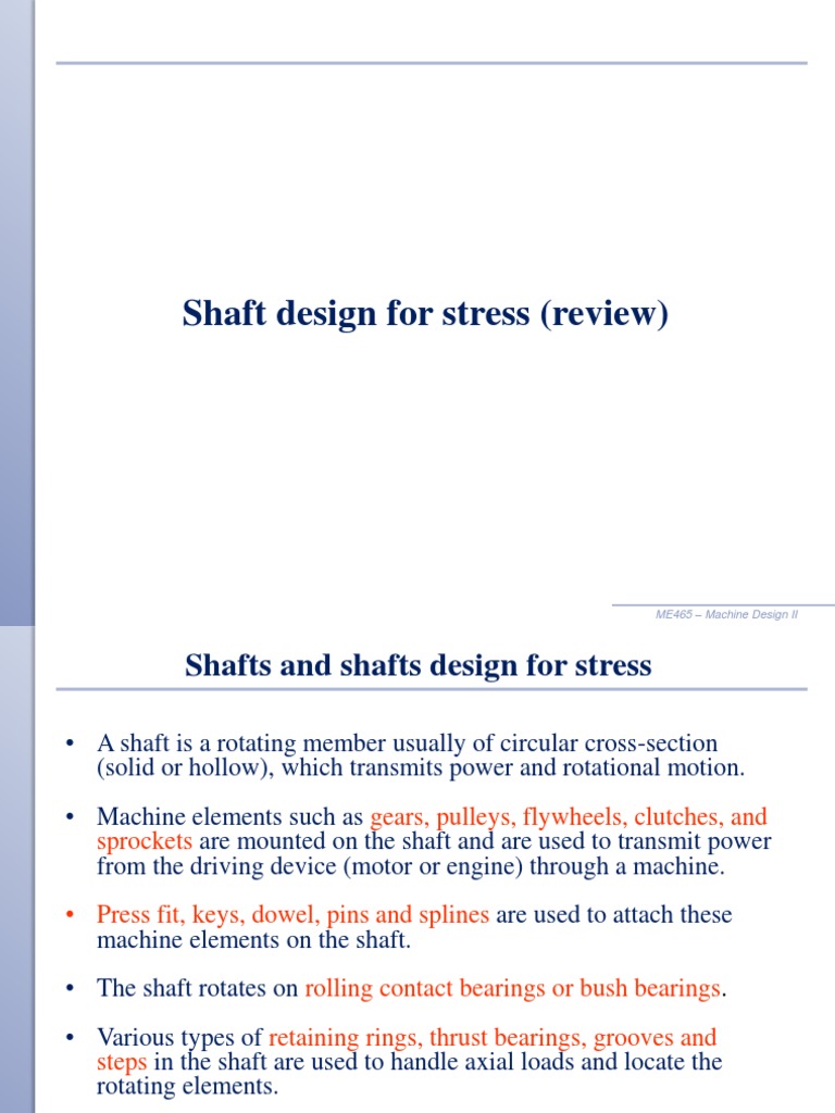 L01-Shaft Design For Stress | PDF | Stress (Mechanics) | Bearing ...