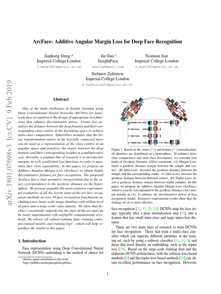 Arcface: Additive Angular Margin Loss For Deep Face Recognition | PDF | Teaching Methods & Materials