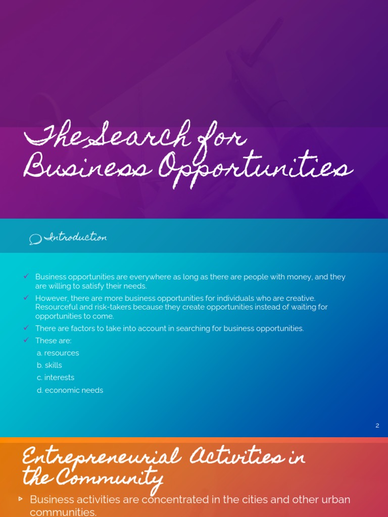Exploring Business Opportunities and SWOT | PDF | Swot Analysis ...