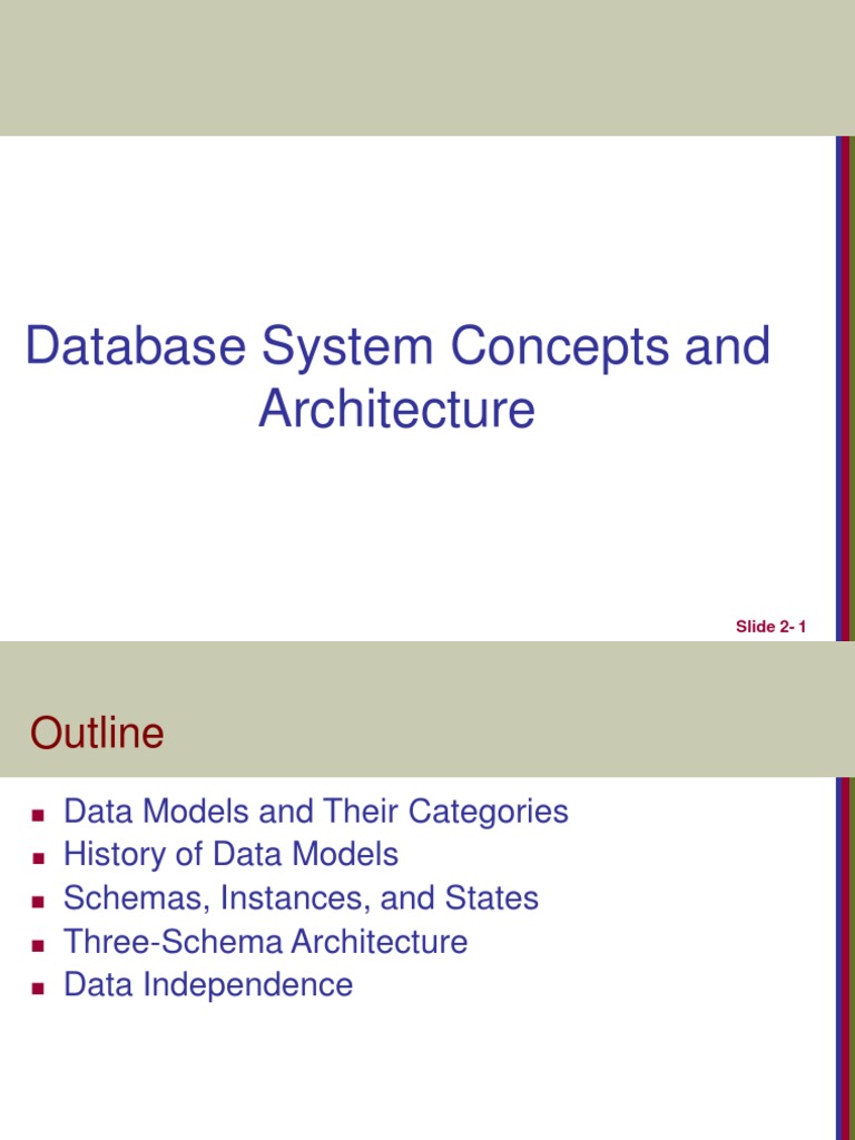 Database System Concepts and Architecture: Slide 2-1 | PDF | Databases | Data Model