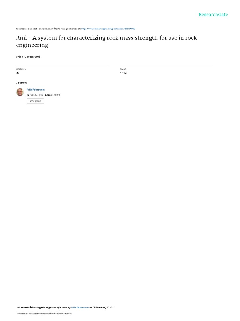 Characterizing Rock Mass Strength: Introducing the Rock Mass Index ...