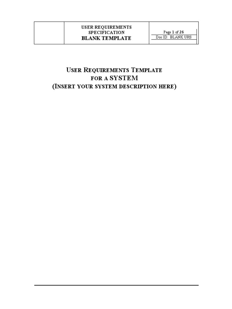 U R T System (I) : Blank Template | PDF | Specification (Technical ...