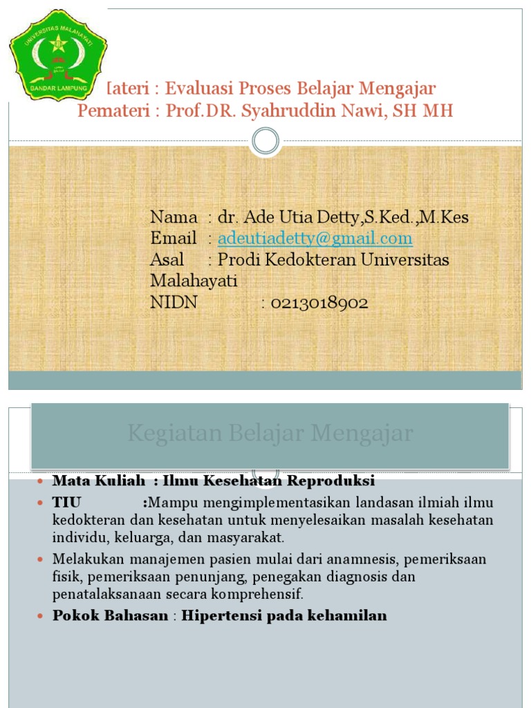 Evaluasi Hasil Belajar Mengajar Prof DR Syahruddin Nawi SH MH | PDF