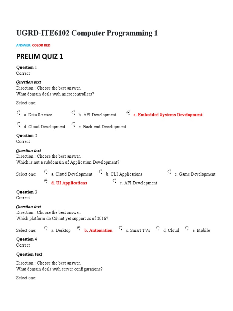 UGRD-ITE6102 Computer Programming 1 ANSWER | PDF | Application Software ...
