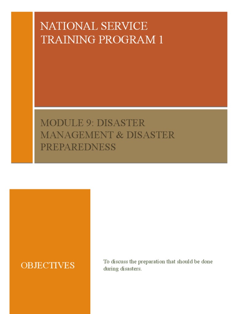 Module 9 NSTP 1 - Disaster Management & Disaster Preparedness | PDF ...