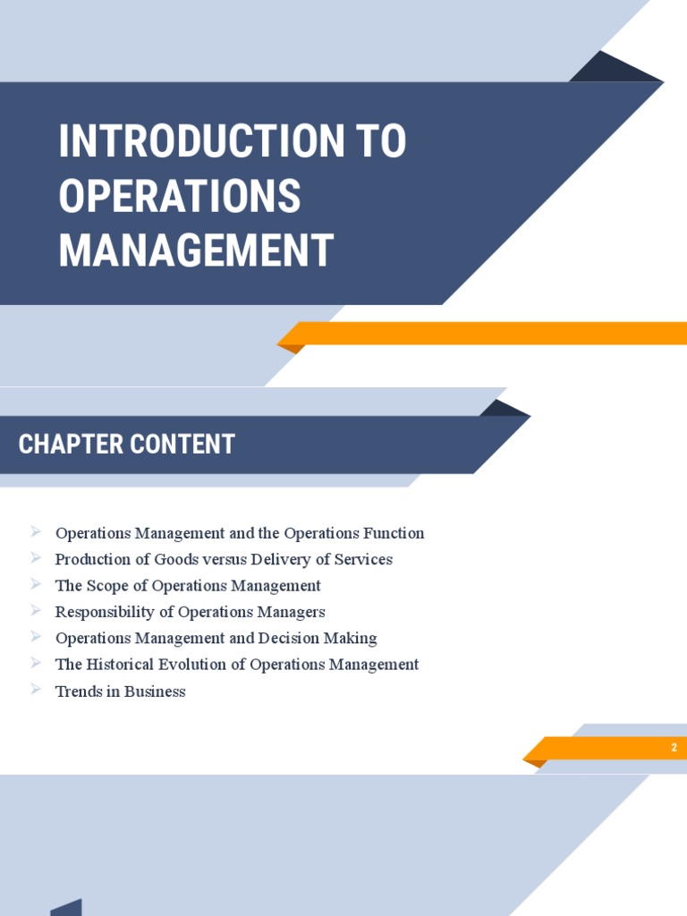 Chapter 1 Introduction To Operations Management Class | PDF ...