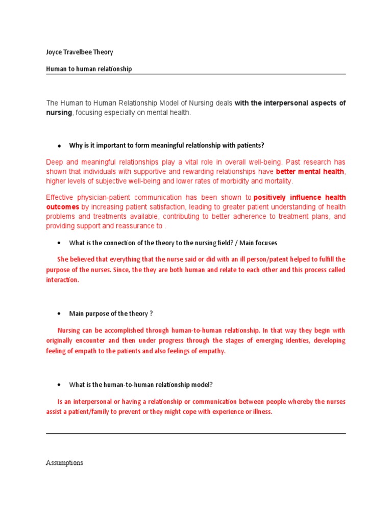 Joyce Travelbee Theory | PDF | Empathy | Sympathy