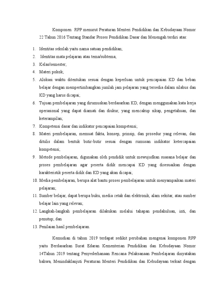 Komponen RPP | PDF | Karier & Perkembangan