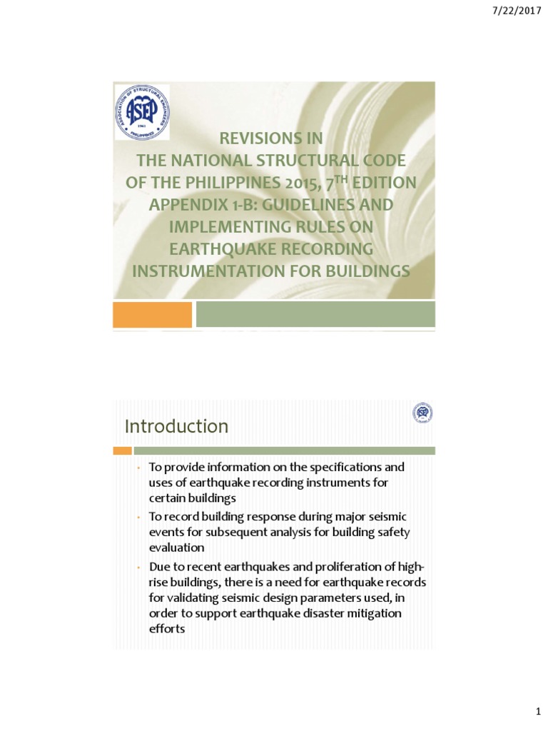 PP02B - Asep - NSCP 2015 Update On Appendix 1-B | PDF | Earthquake Engineering | Earthquakes