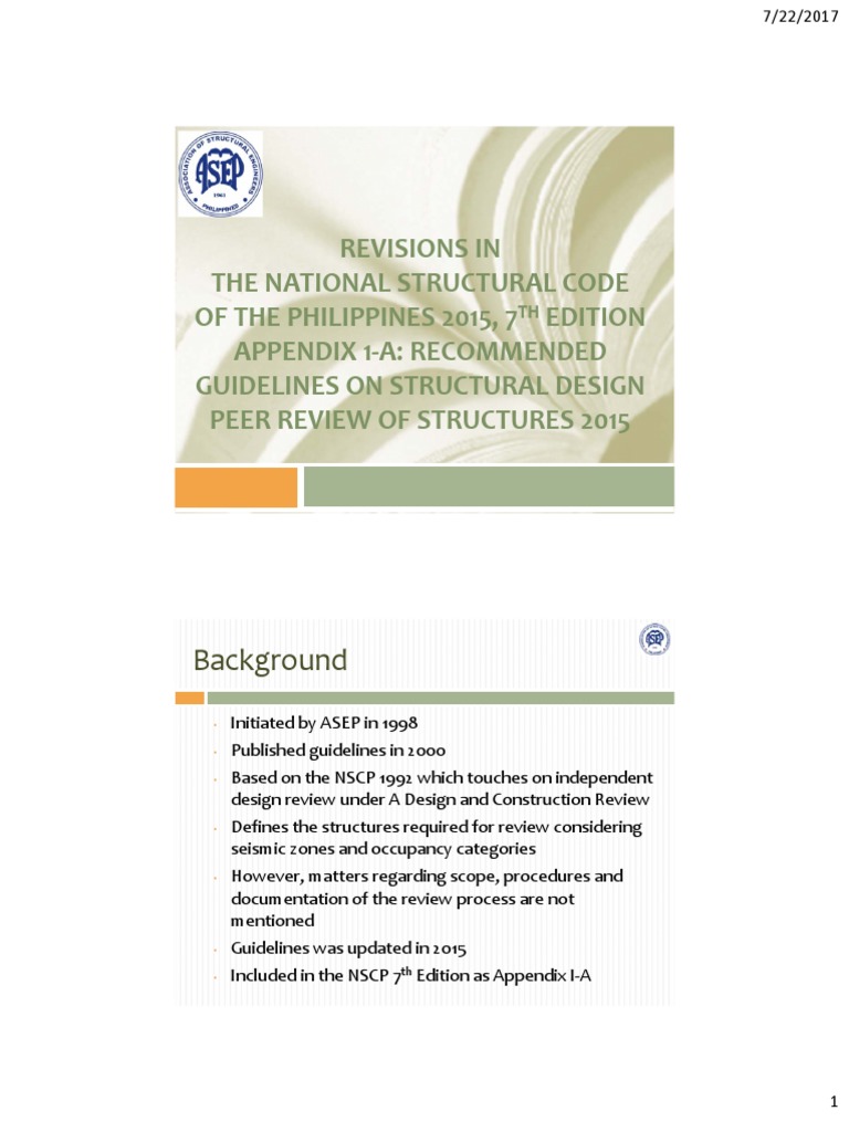 Pp02a - Asep - NSCP 2015 Update On Appendix 1-A | PDF | Design ...