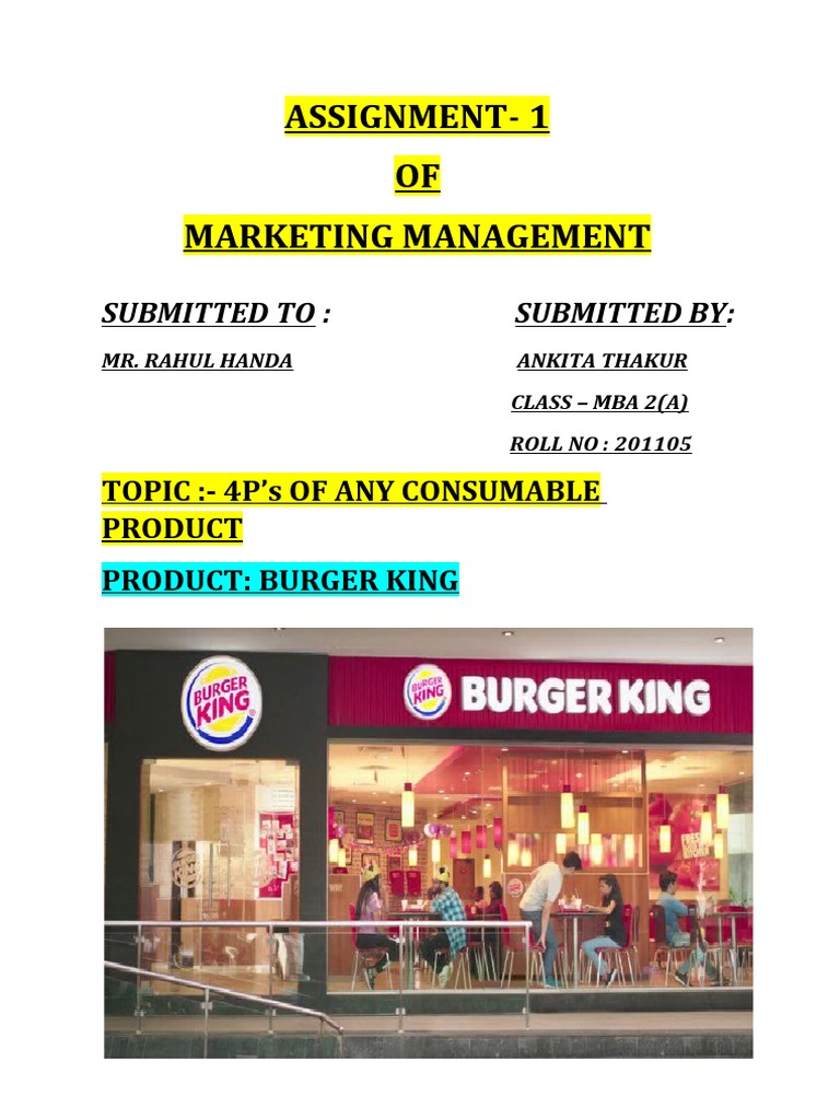 4P's of Marketing Assignment1 | PDF | Pricing | Hamburgers