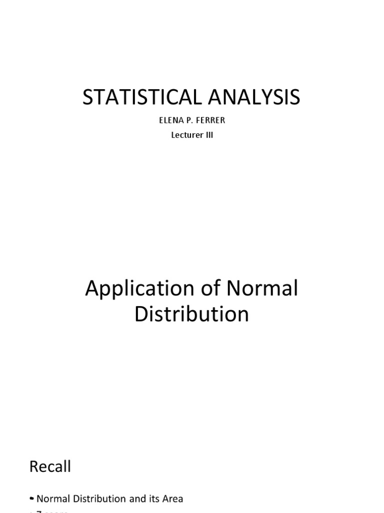 Application of Normal Distribution | PDF | Normal Distribution ...