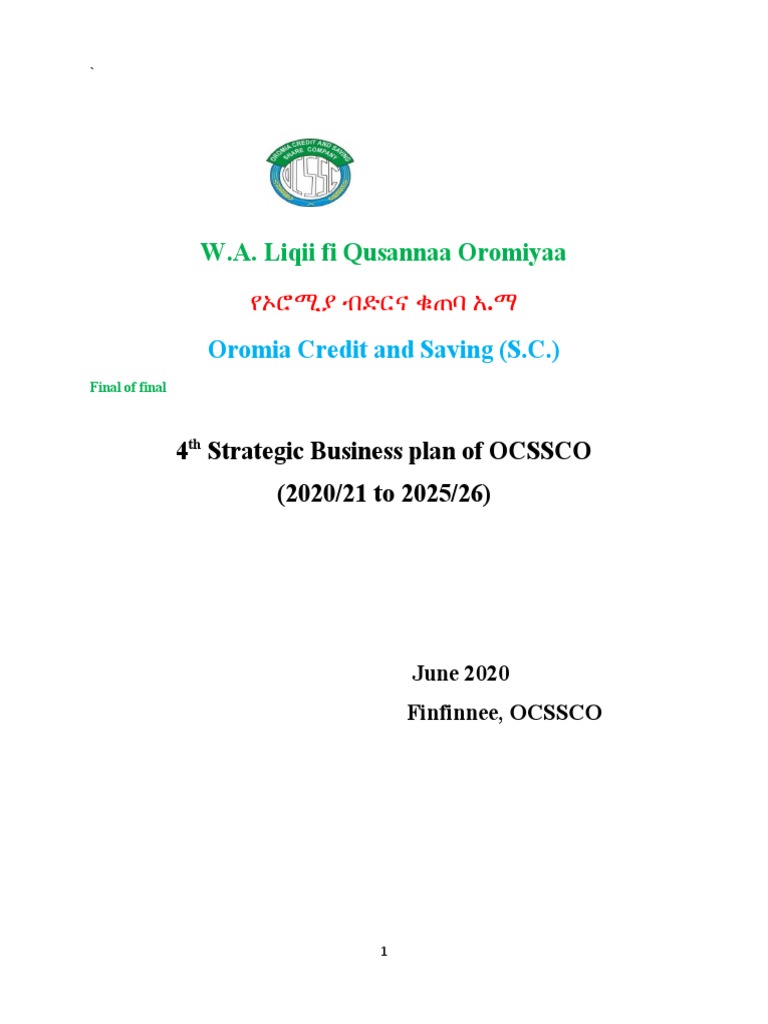 W.A. Liqii Fi Qusannaa Oromiyaa: Oromia Credit and Saving (S.C.) | PDF ...