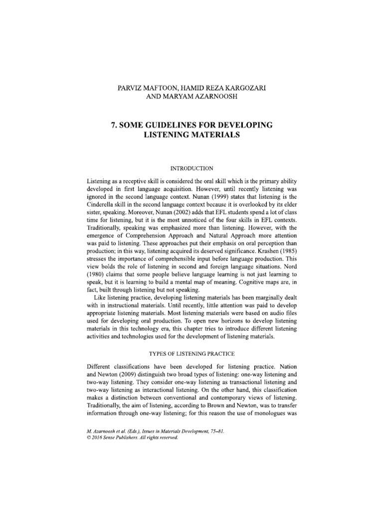 Developing Listening Materials | PDF