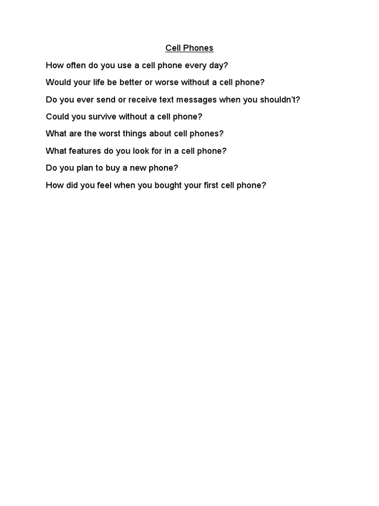 Task I Topic Cell Phones | PDF | Self-Improvement