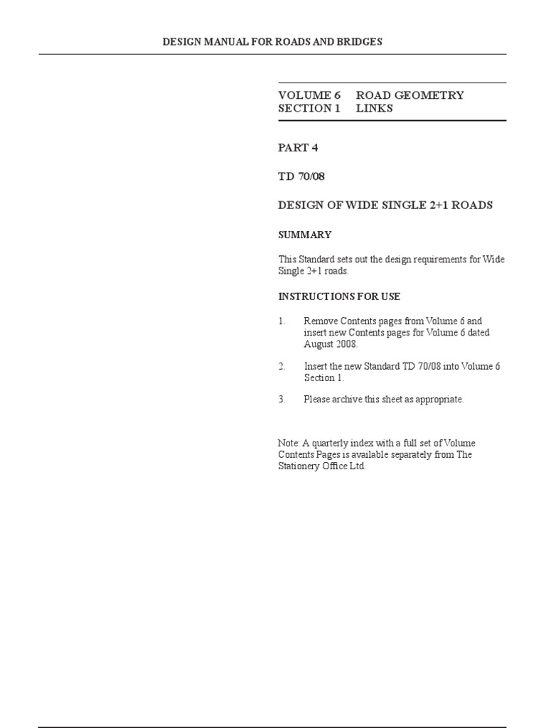 Design of Wide Single 2+1 Roads - 2008 | PDF | Traffic | Lane