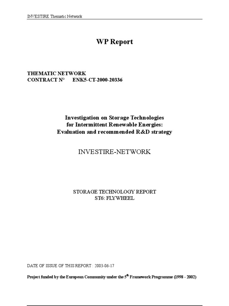 Flywheel Report Pdf Energy Storage Wind Power