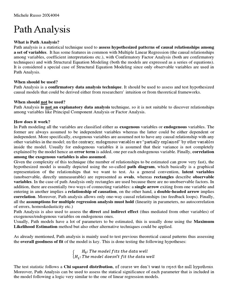 Path Analysis | PDF | Endogeneity (Econometrics) | Dependent And Independent Variables
