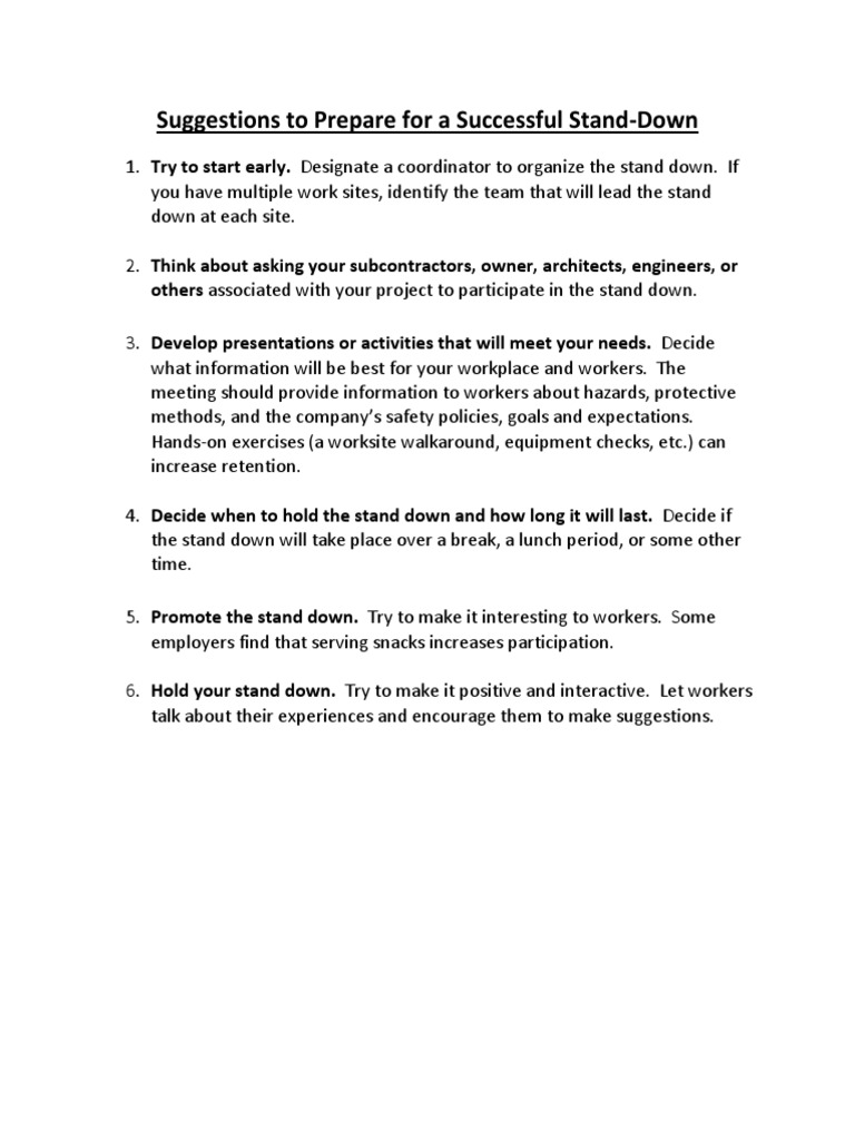 Suggestions To Prepare For A Successful Stand-Down | PDF | Business | Art