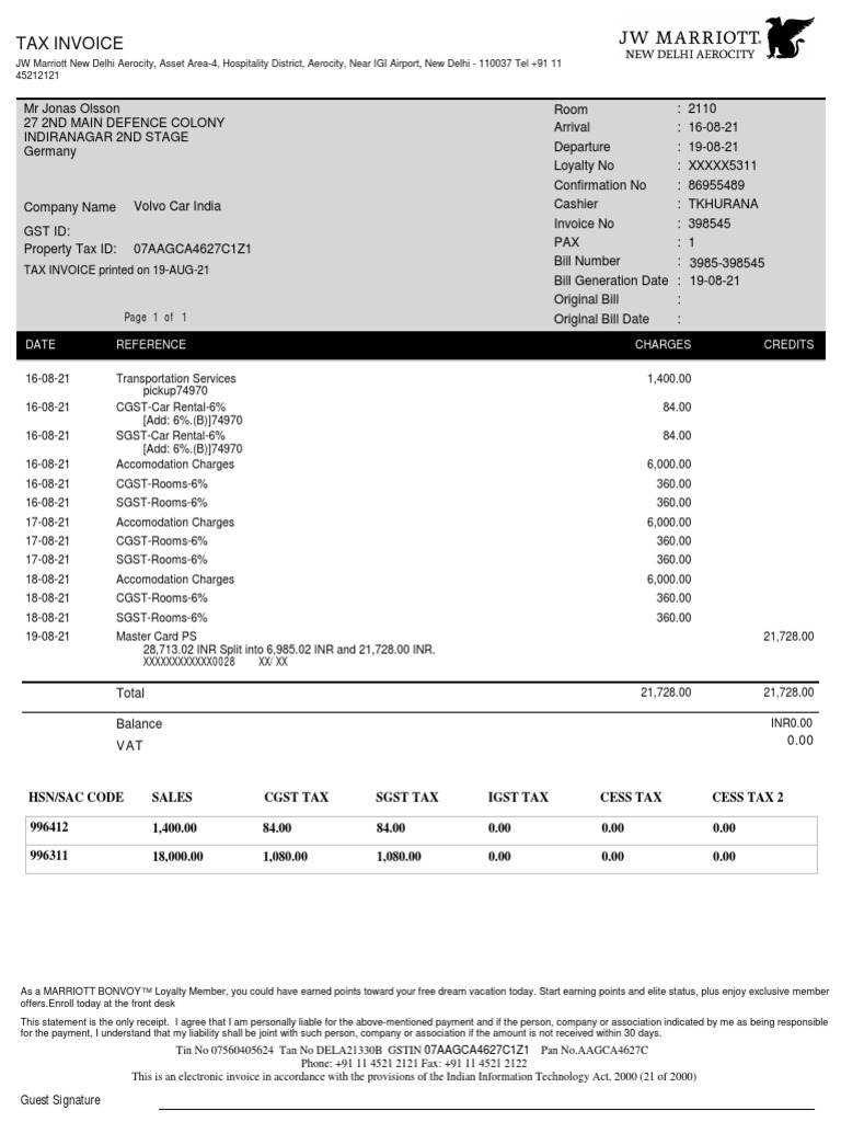 Hotel Invoice | PDF | Invoice | Economies