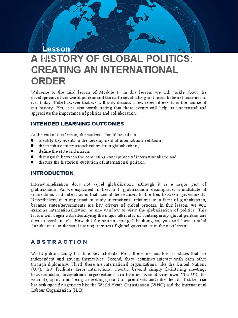 A History of Global Politics: Creating An International Order | PDF ...