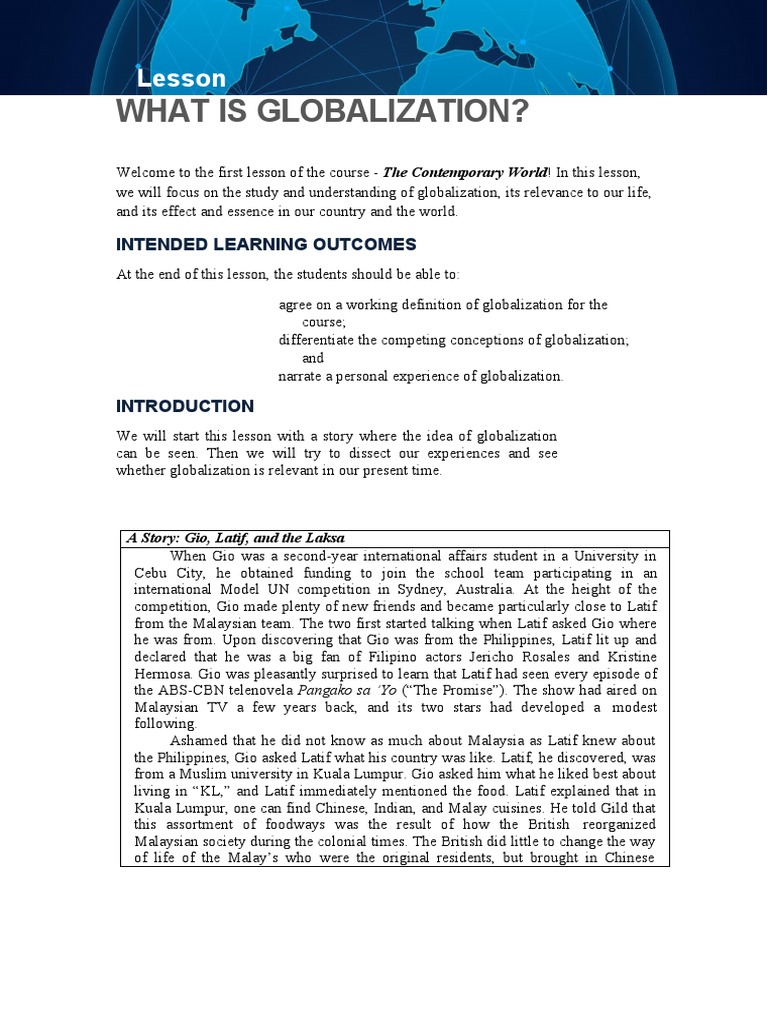 What Is Globalization?: Lesson 01 | PDF | Globalization