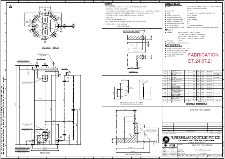 Sample Seal Pot DWG | PDF | Gas Technologies | Mechanical Engineering