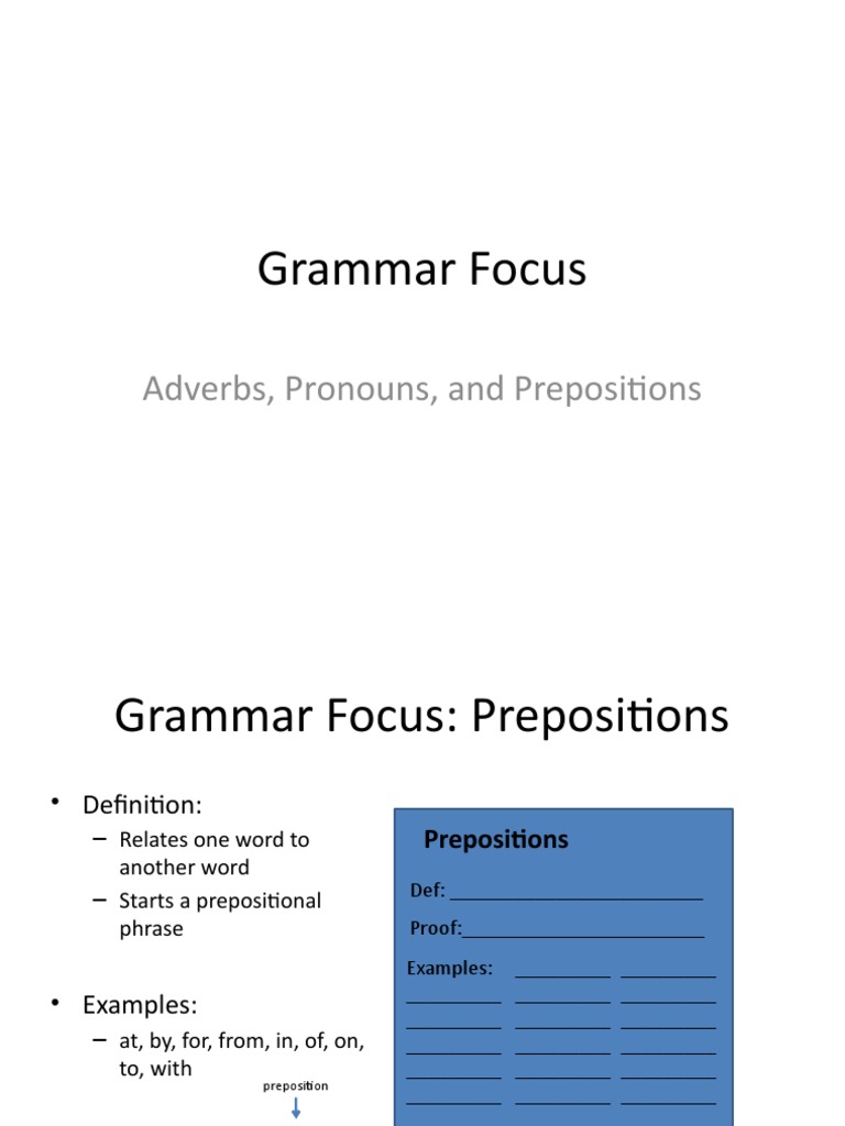 Grammar Focus: A Comprehensive Guide to Prepositions, Adverbs, and ...