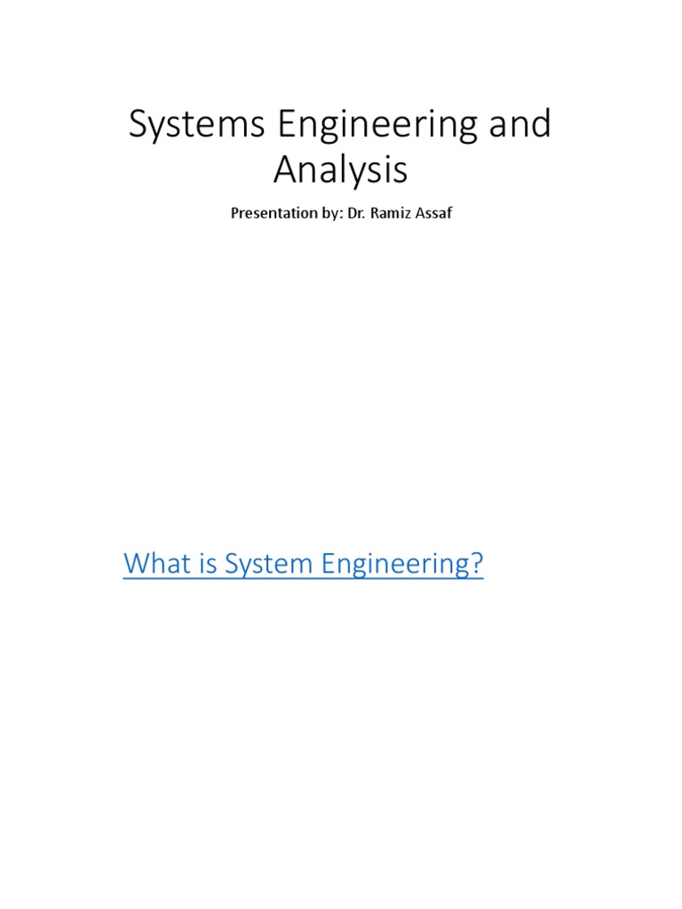 ch1 Introduction To Systems Engineering | PDF | System | Systems ...