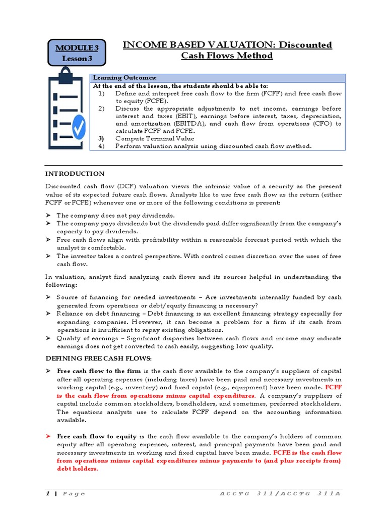 Income Based Valuation - l3 | PDF | Free Cash Flow | Expense