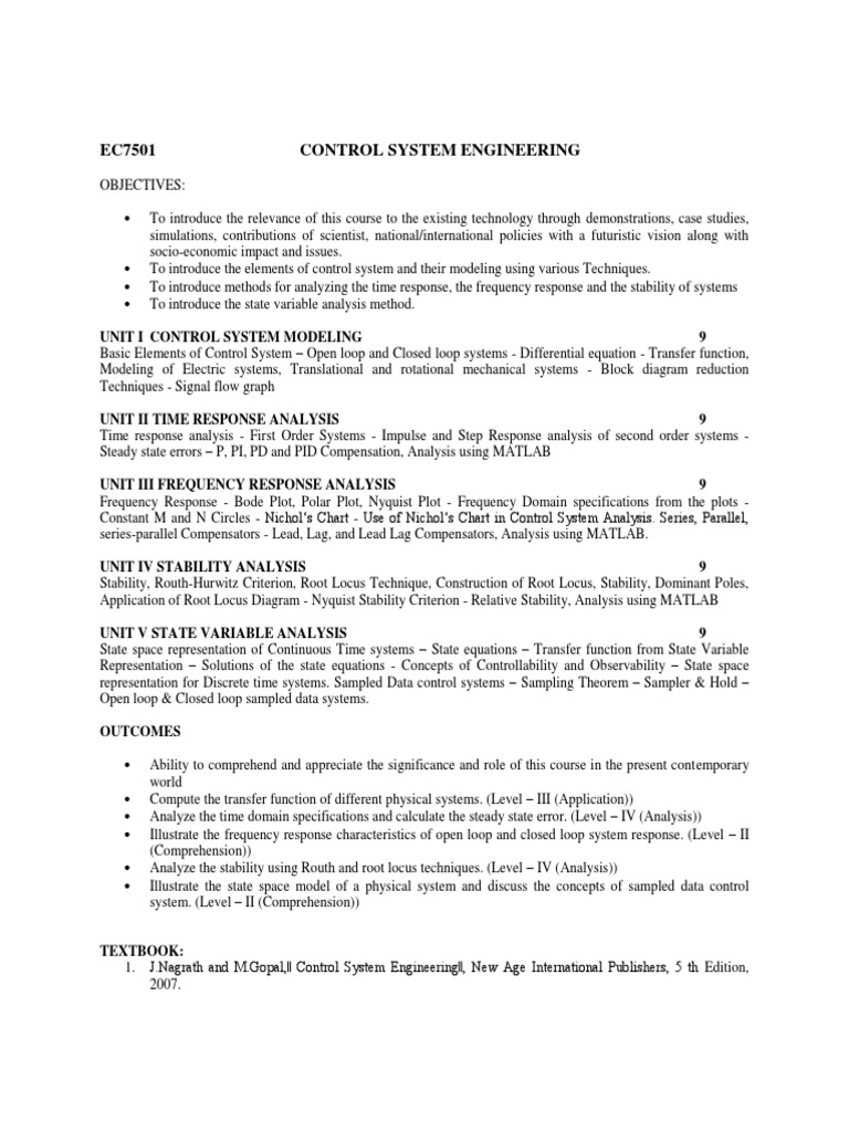 Control System Engineering | PDF | Control Theory | Systems Science