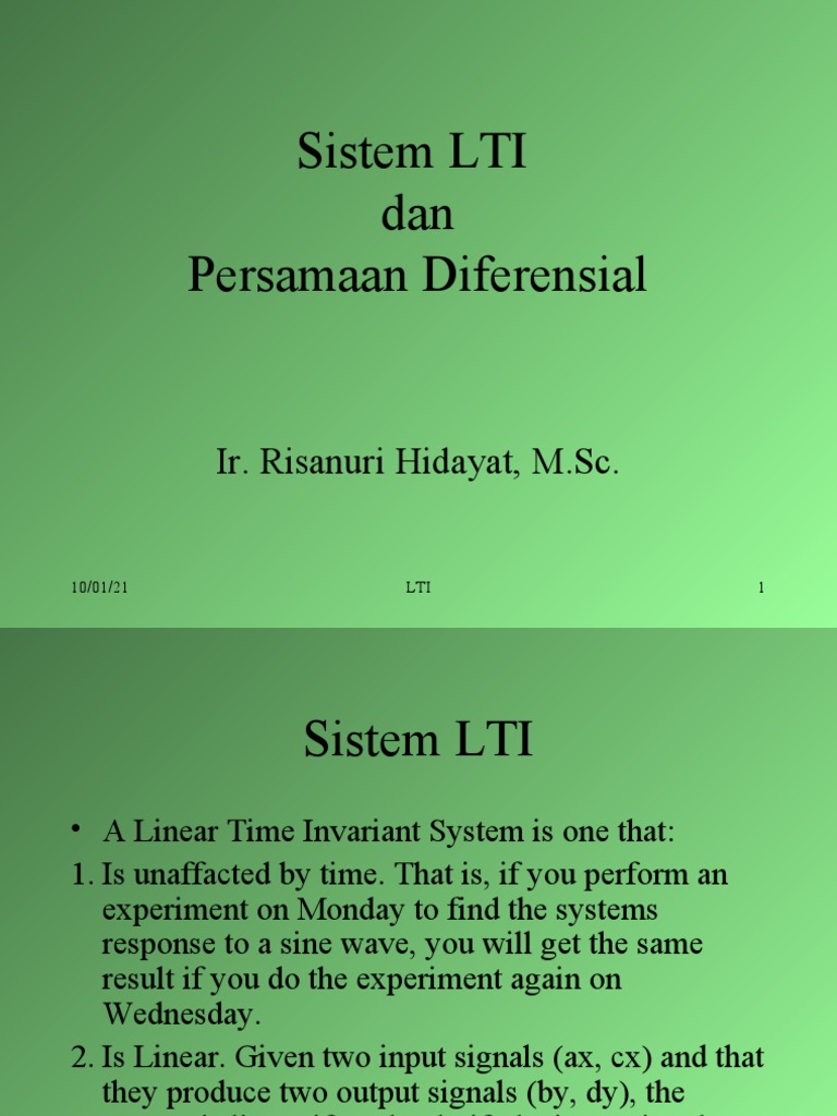 Sistem LTI Dan Persamaan Diferensial: Ir. Risanuri Hidayat, M.SC | PDF | Algorithms | Frequency